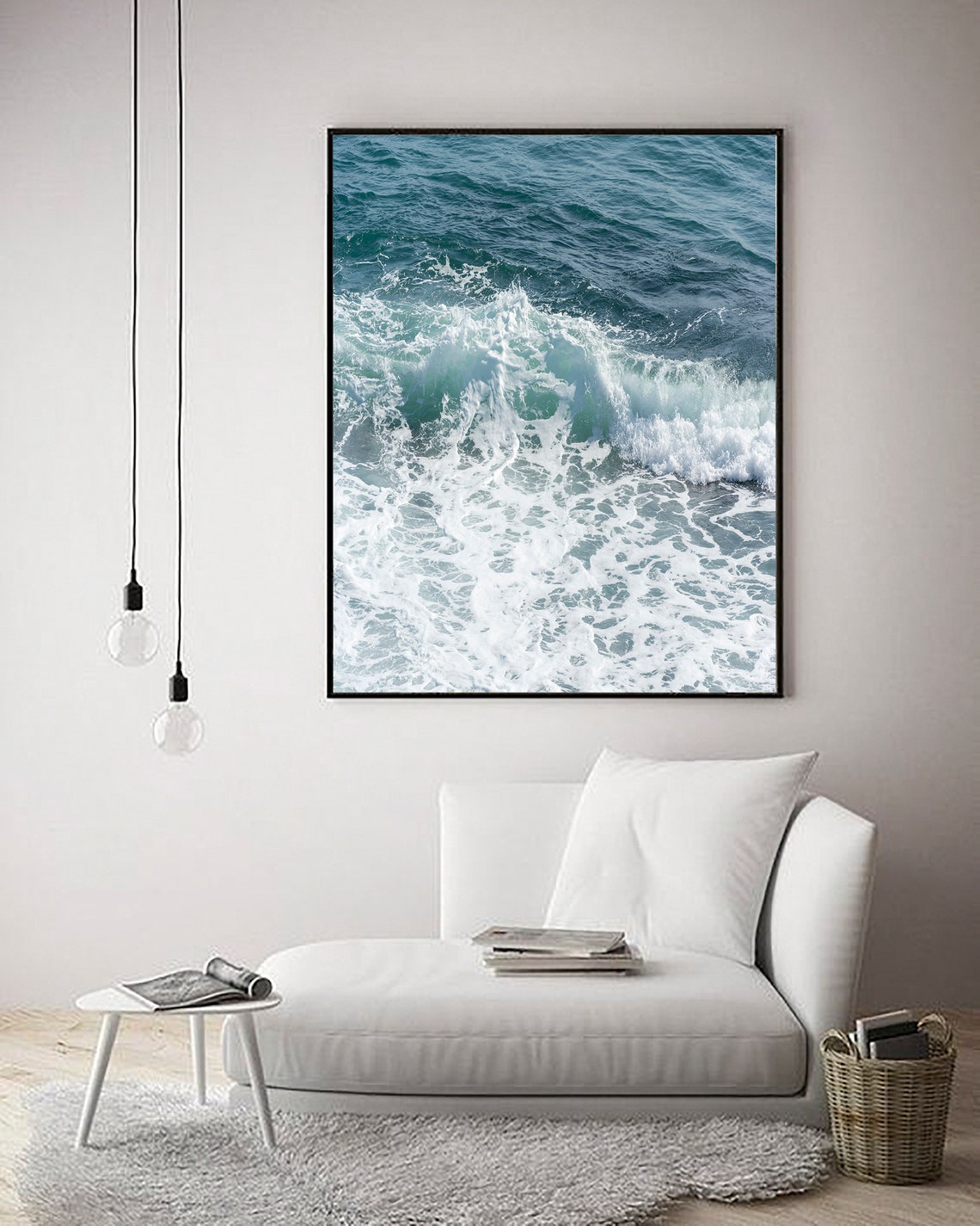 Blue Sea Print Ocean Waves Print Printable Poster Blue | Etsy