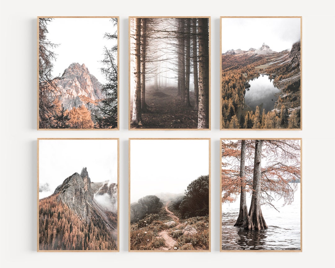 Nature Print Set of 6, Mountain Landscape Printable, Forest Print ...