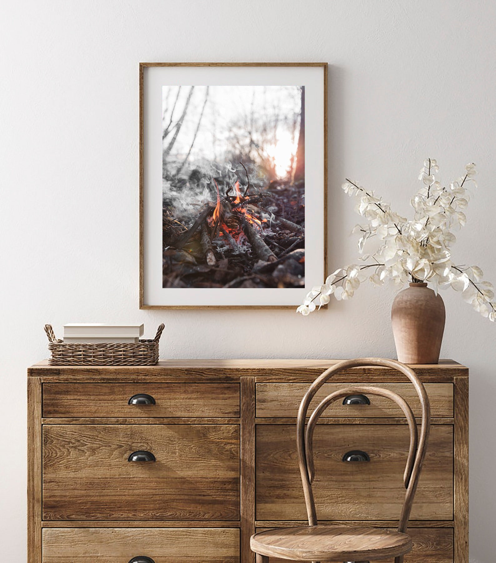 Bonfire Print, Campfire Print, Campfire Landscape Art Print, Campfire ...
