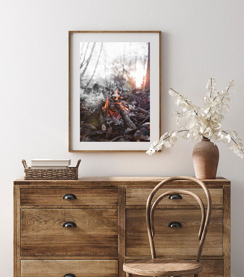Bonfire Print Campfire Print Campfire Landscape Art Print - Etsy