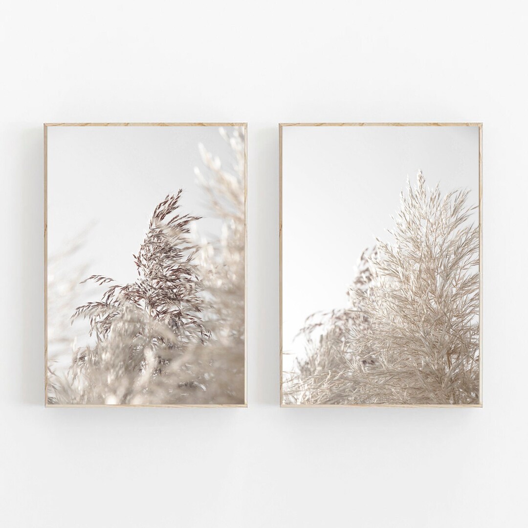 Conjunto de 2 impressões de capim-dos-pampas, arte de parede da ...