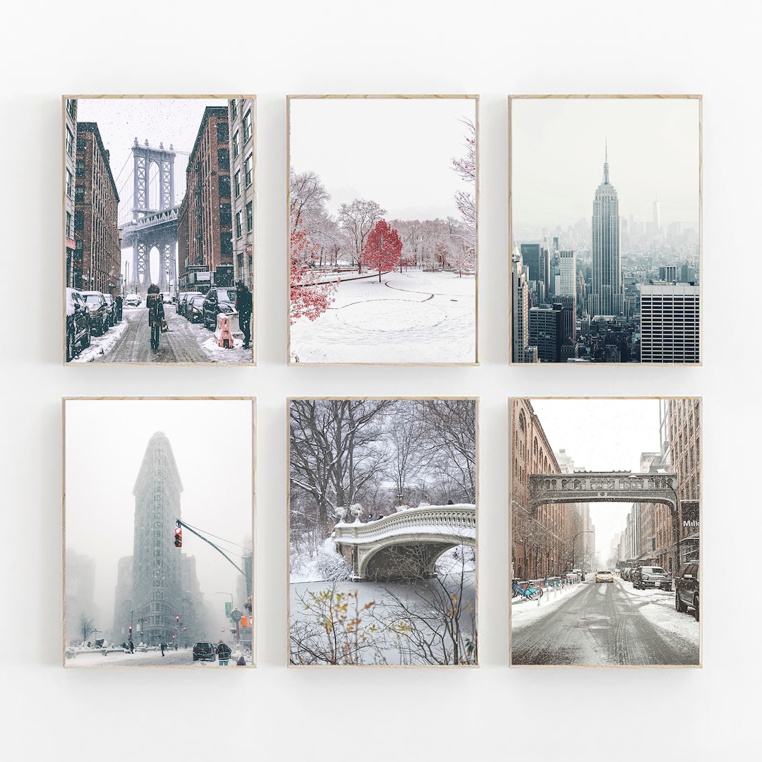 New York City Set of 6 New York Set of Winter Prints New York Christmas ...