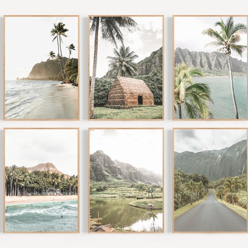 Hawaiian Influenced Set of 3 Prints Palm Trees Oahu Island - Etsy