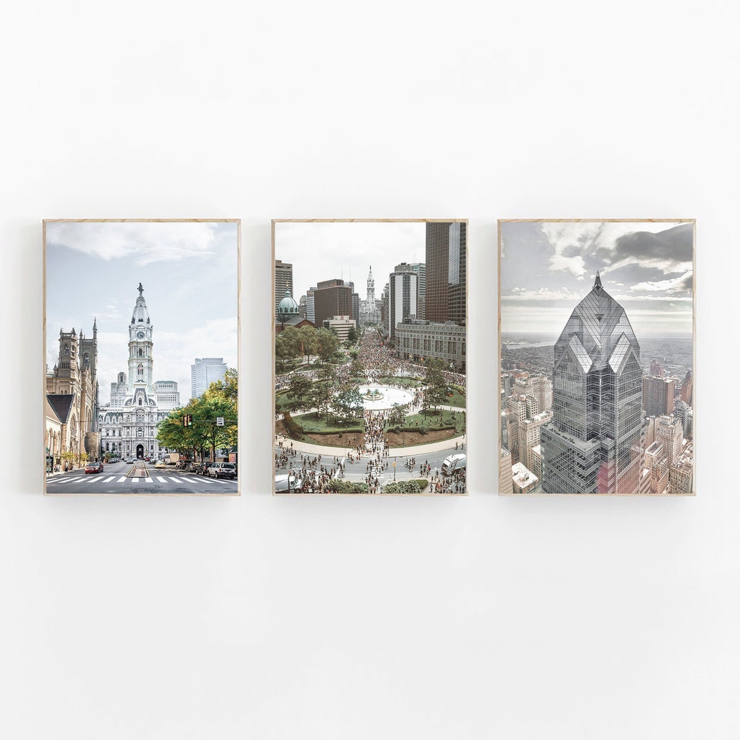 Philadelphia Print, Philadelphia City Hall Art Print, Set of 3 Prints ...