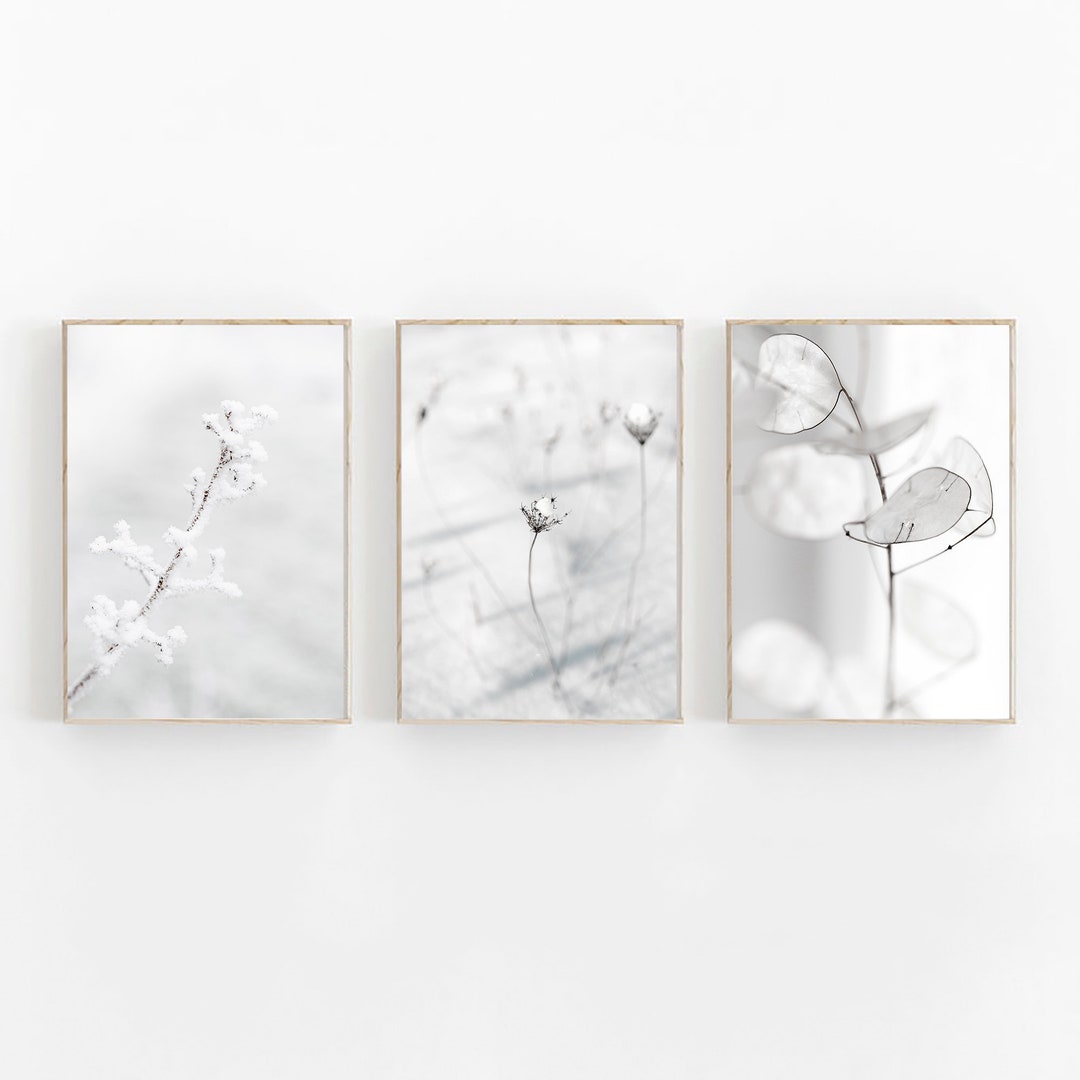 Gray and White Wall Art Set of 3, Scandinavian Print, Set of 3 Prints ...