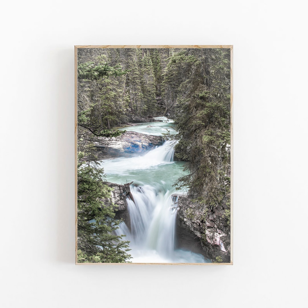 Waterfall Print, River Printable Wall Decor, Mountain Wall Art, Nature ...
