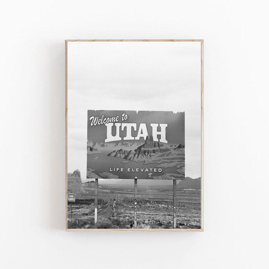 Utah Print Black and White, Utah Wall Art, Utah Mountains Poster, USA ...