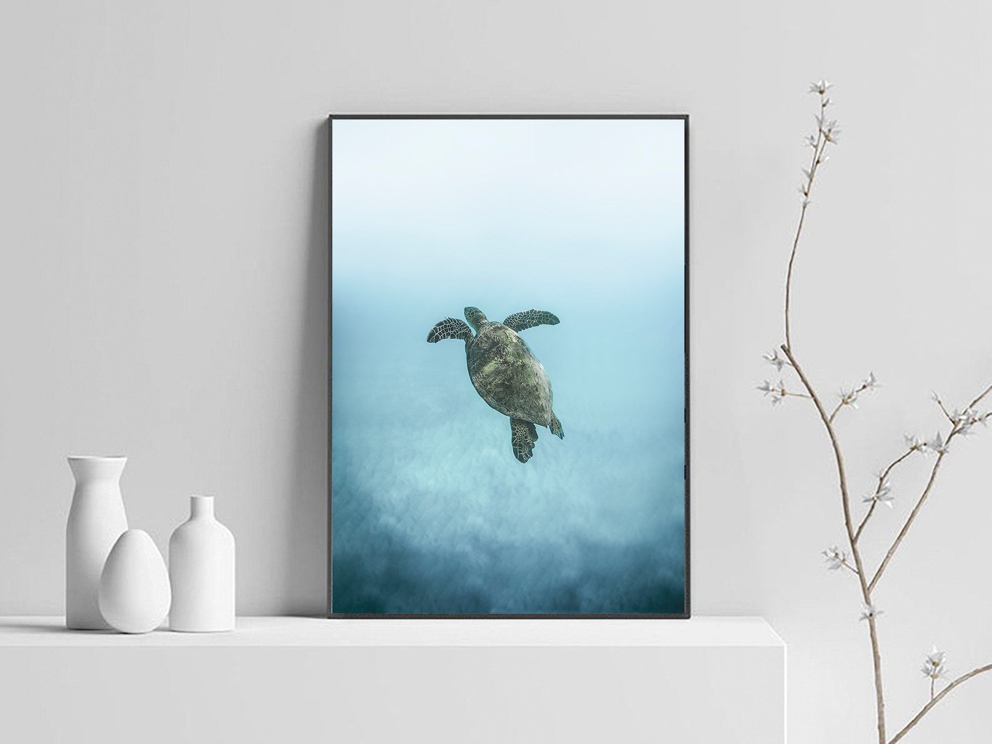 Sea Turtle Art Print Turtle Poster Turtle Print Coastal - Etsy