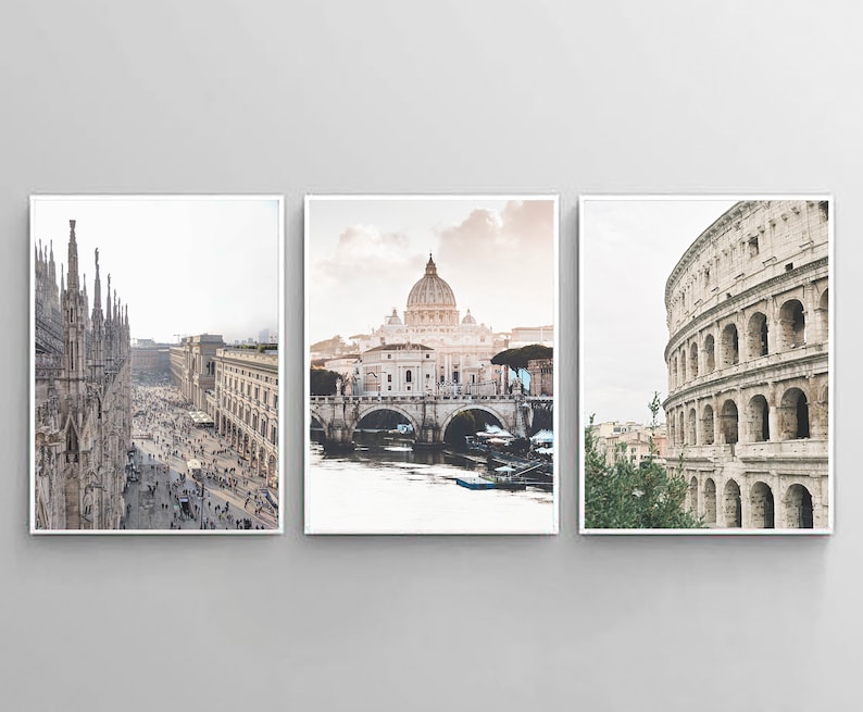 Italy Print Set of 3 Gallery, Rome Colosseum Print, Rome City Print Set ...