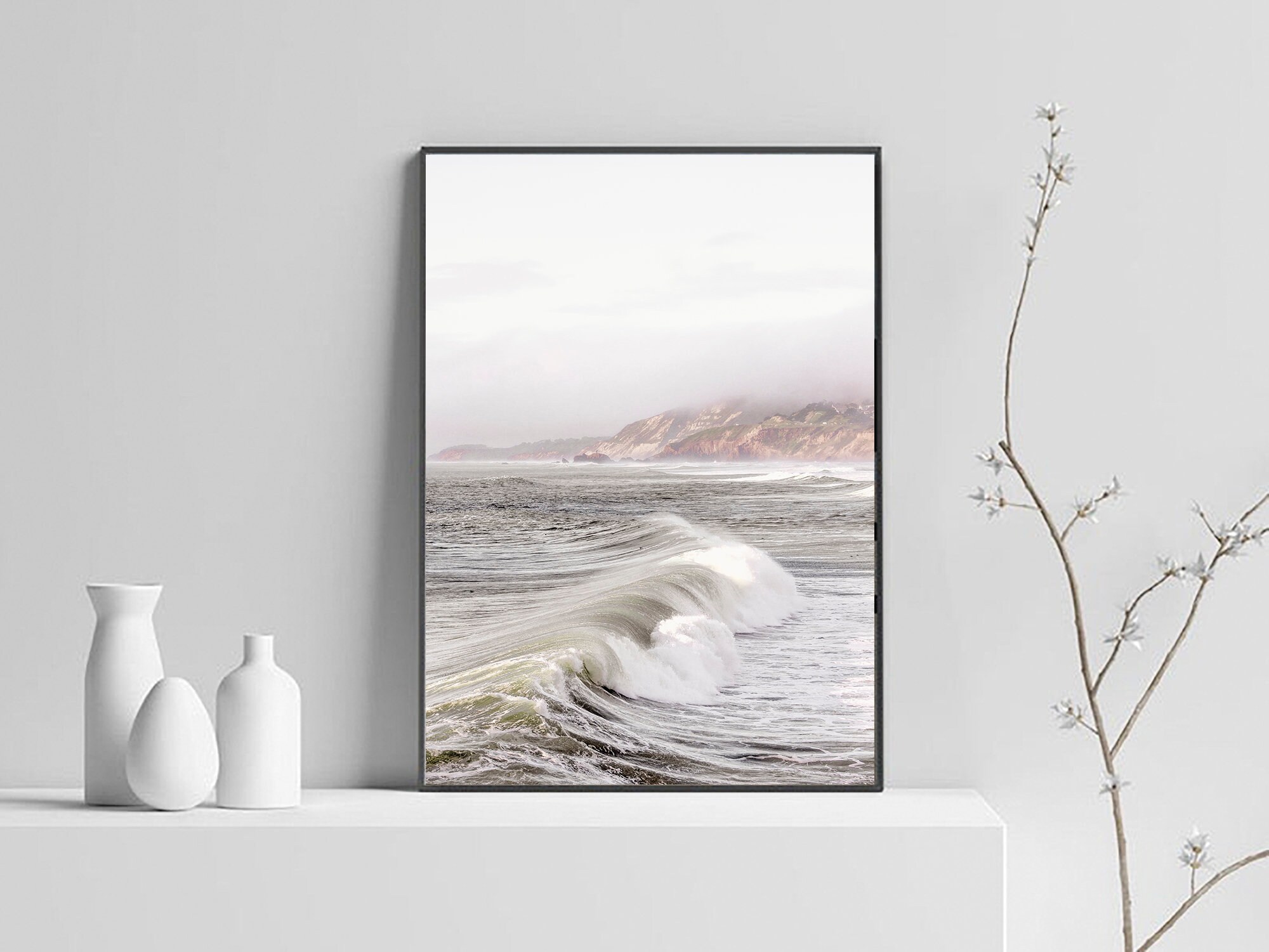 Pastel Ocean Wave Print: Earthy Coastal Wall Art (digital Print) - Etsy