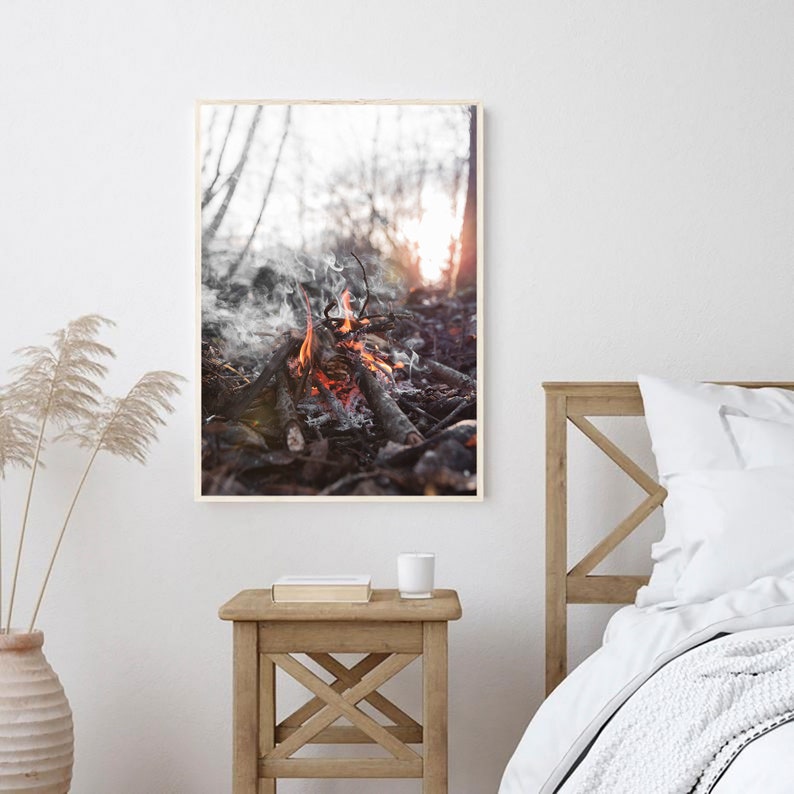 Bonfire Print Campfire Print Campfire Landscape Art Print - Etsy