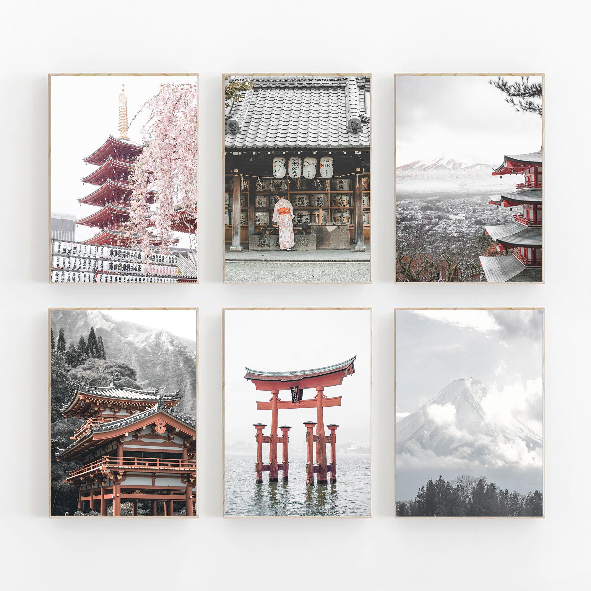 Japan Print Set of 6 Japan Temple Print Travel Art - Etsy