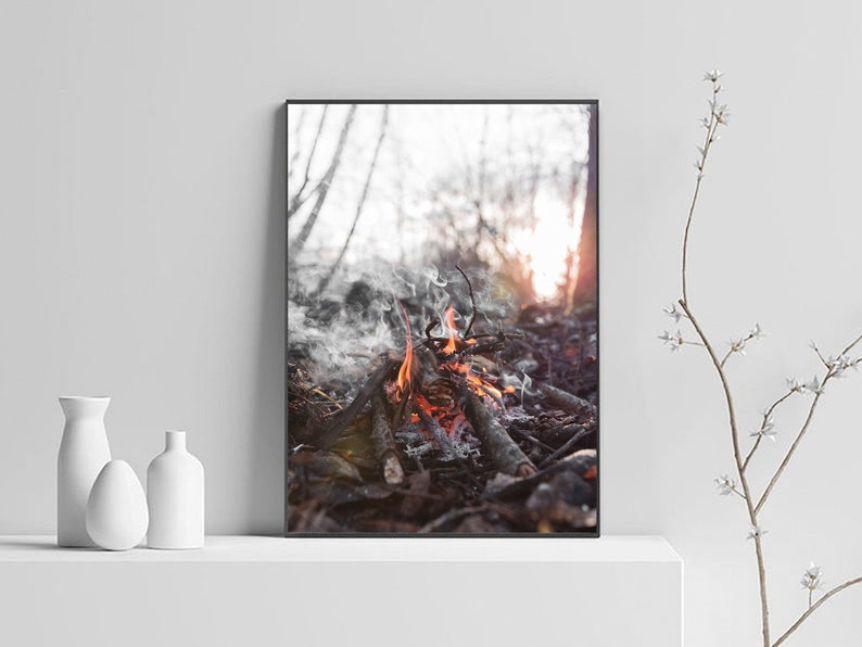 Bonfire Print Campfire Print Campfire Landscape Art Print - Etsy