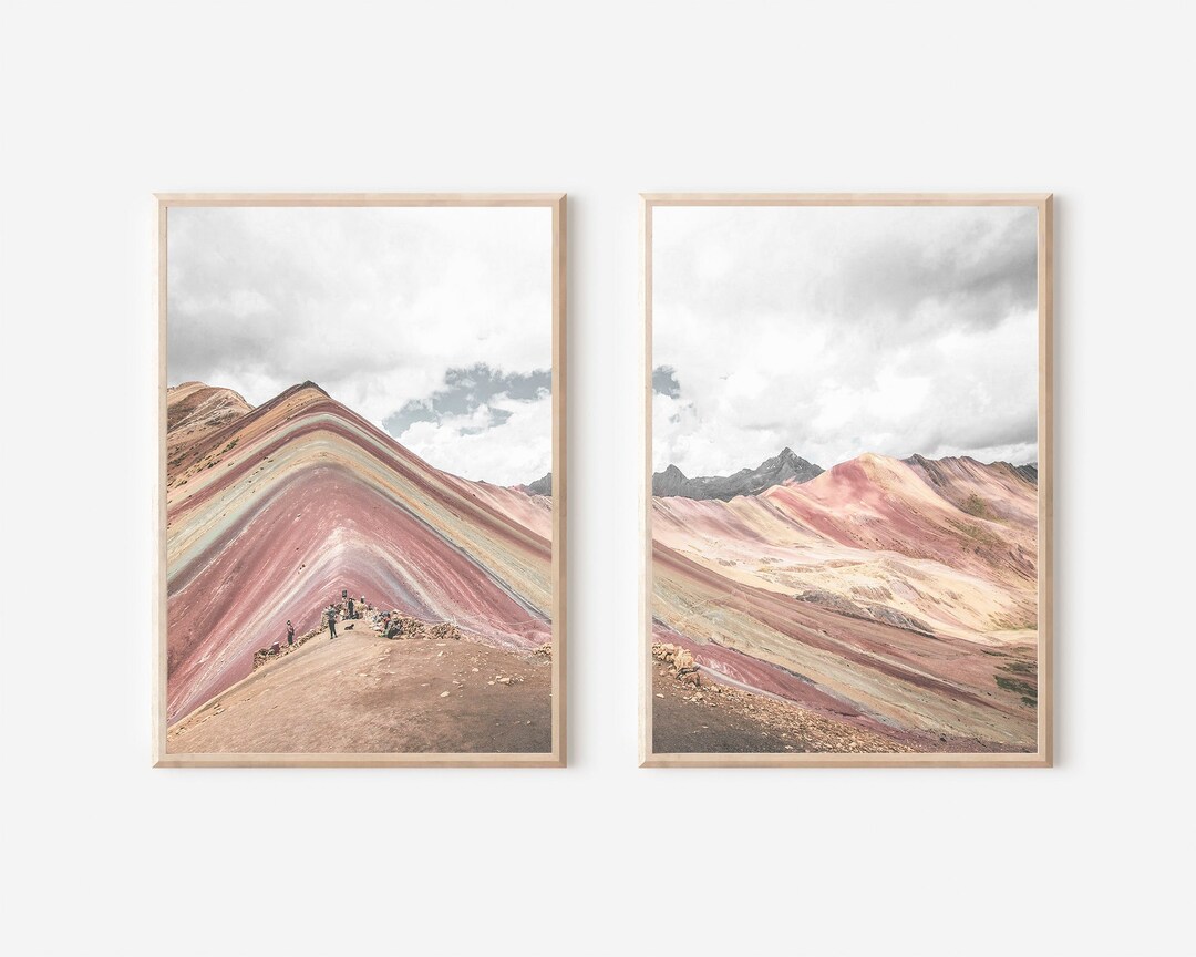 Rainbow Mountain Peru Art Print, Peru Prints Set of 2, Peru Wall Art ...