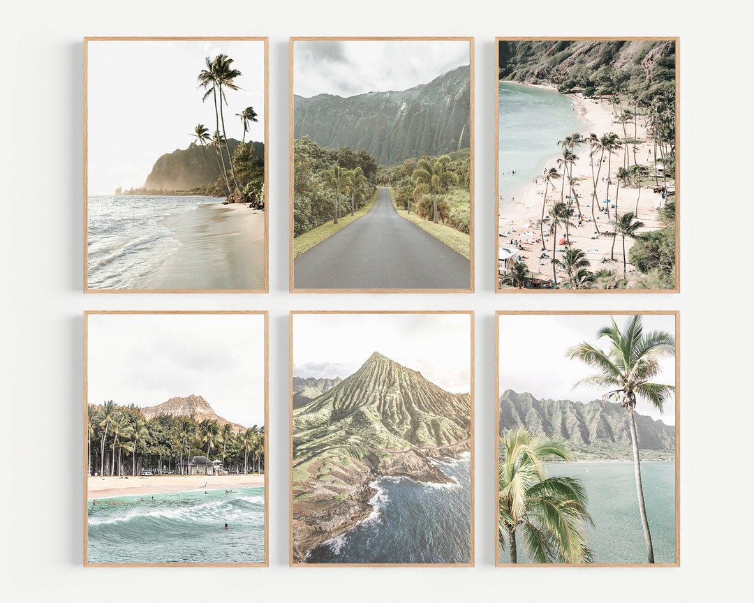 Hawaii Art Print Set of 6, Beach Print, Palm Tree Wall Decor, Hawaii ...