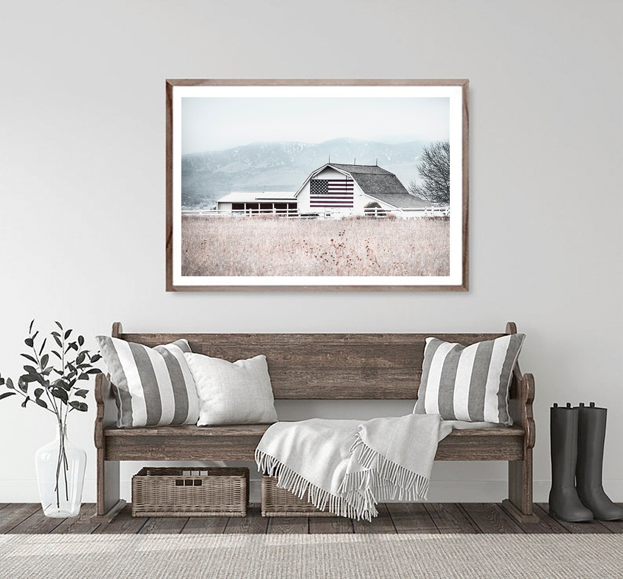 Barn Print Farmhouse Poster Patriotic Wall Art Decor Rustic - Etsy