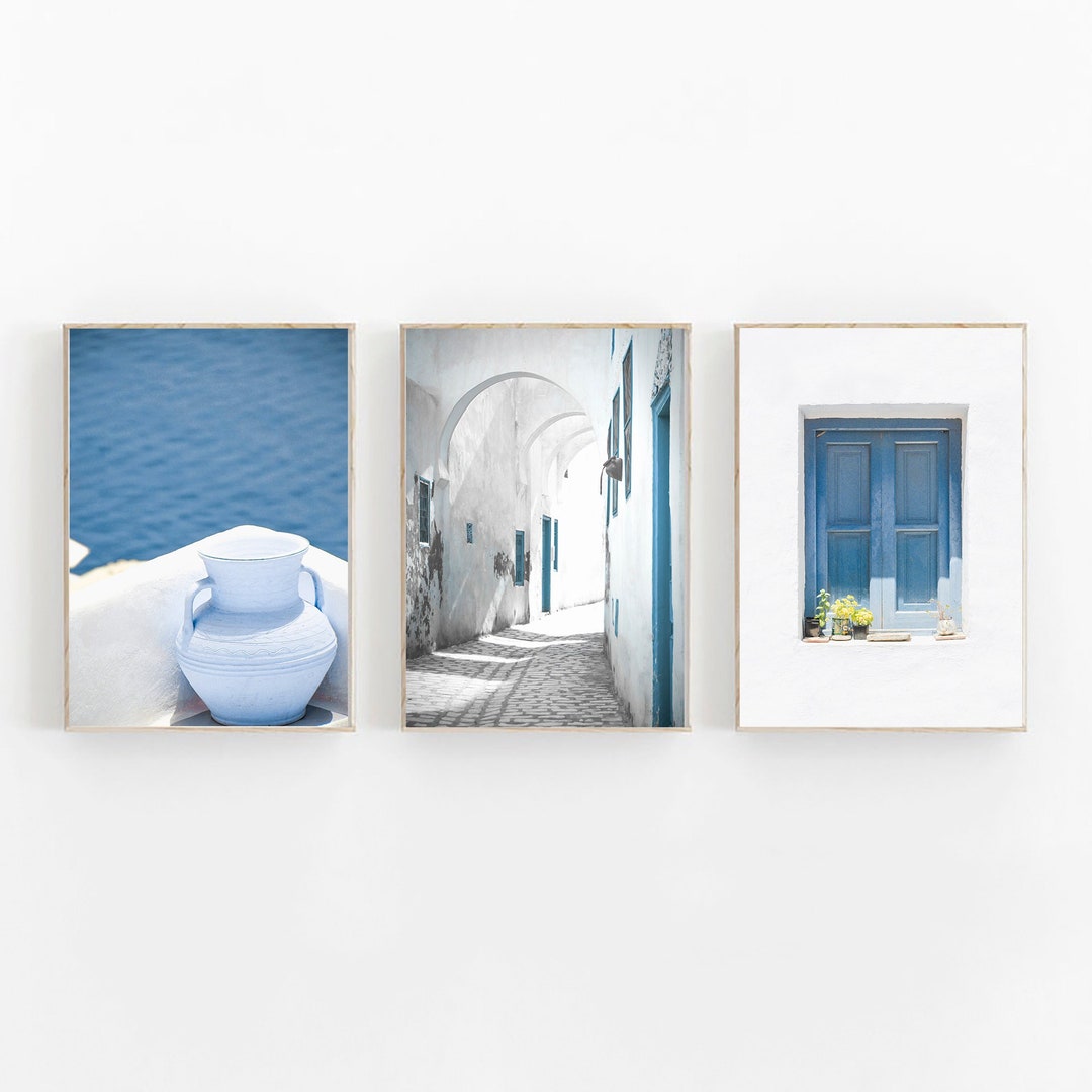 Greece Print Set of 3, Santorini Print Set of 3, Mykonos Pastel ...