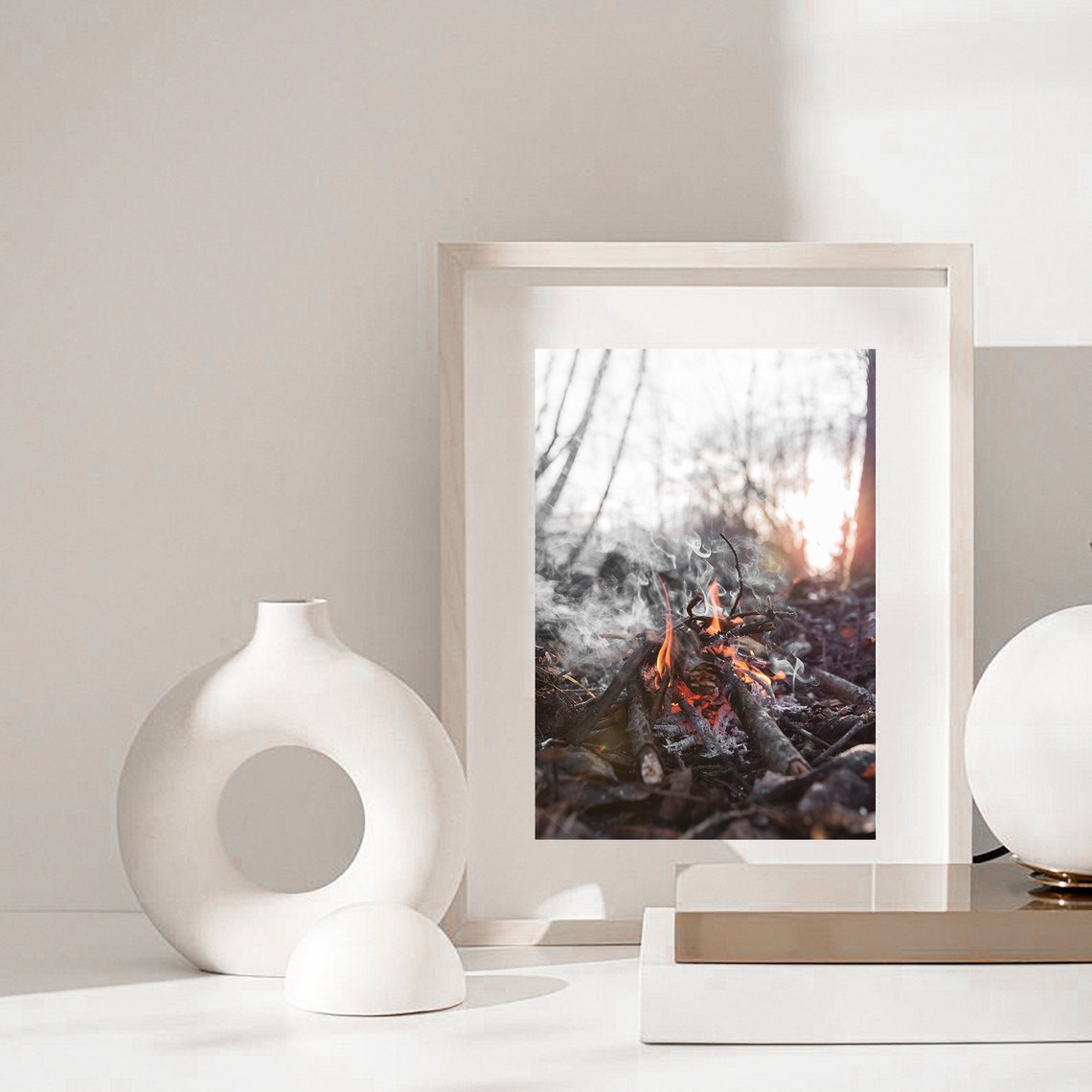 Bonfire Print Campfire Print Campfire Landscape Art Print | Etsy