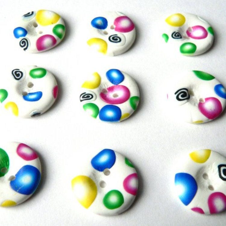 White Planet Buttons X 6 Handmade in Polymer Clay - Etsy