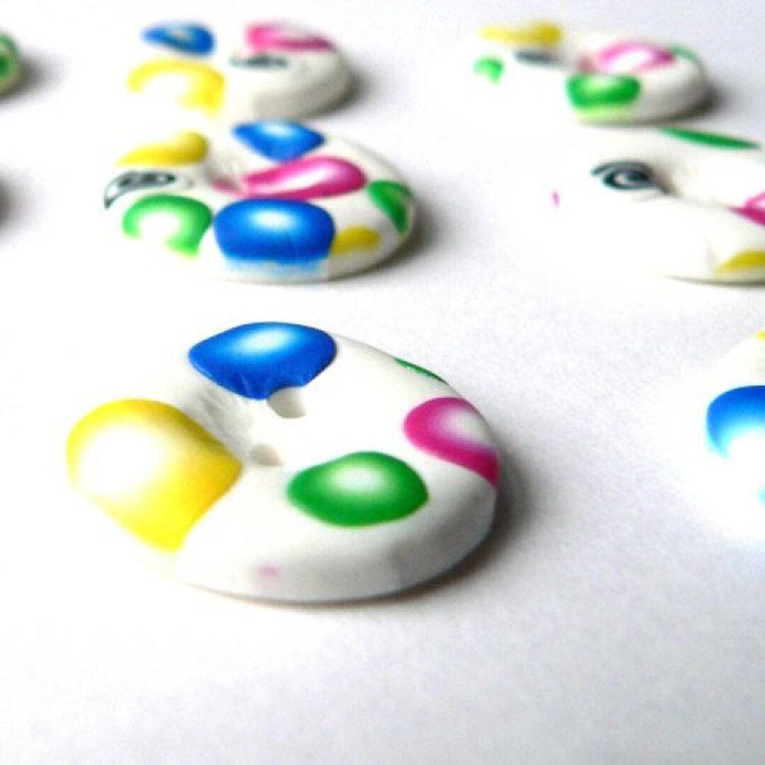 White Planet Buttons X 6 Handmade in Polymer Clay - Etsy