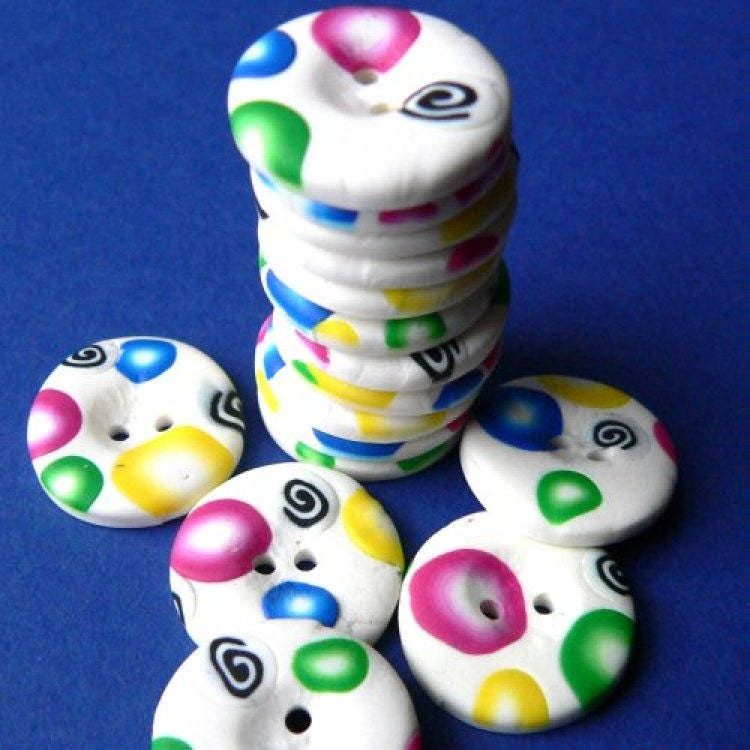 White Planet Buttons X 6 Handmade in Polymer Clay - Etsy