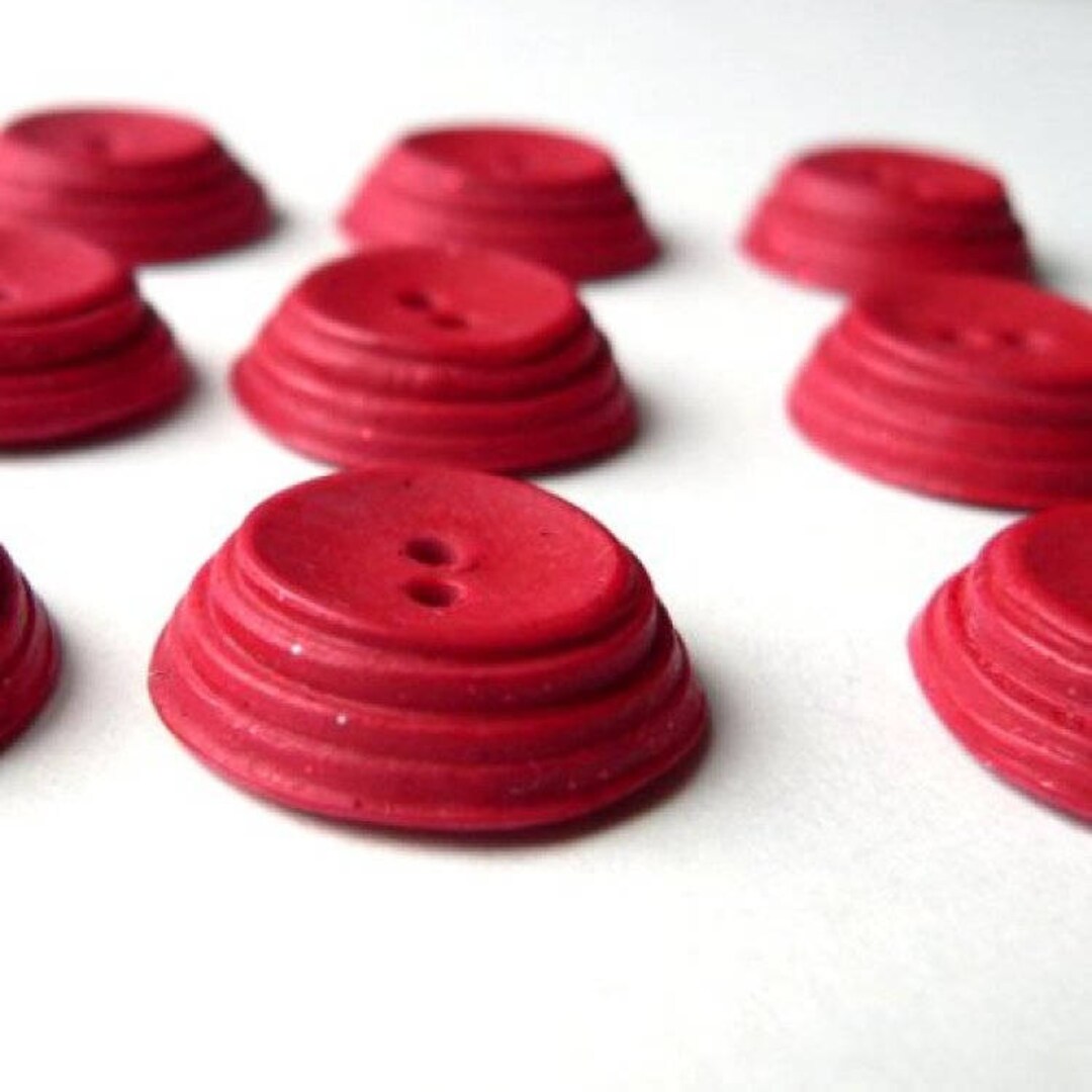 Red Sparkle Buttons X 5 - Handmade in Polymer Clay - Etsy
