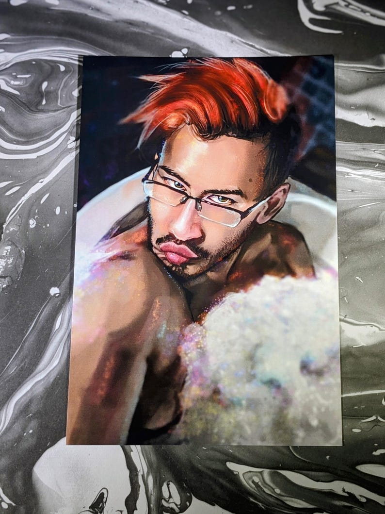 Markiplier Fan Art Print: Mark Fischbach in a Tub - Etsy