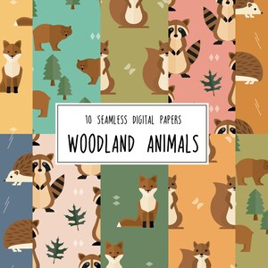 Woodland Animals Digital Paper: Seamless Patterns (12x12", 300 Dpi ...