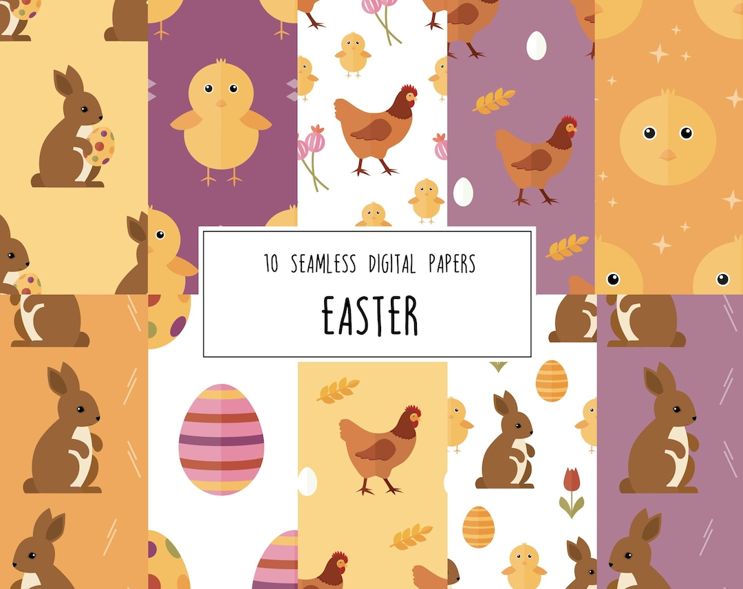 10 Easter Digital Papers, Seamless Pattern, Background, Scrapbook Paper ...