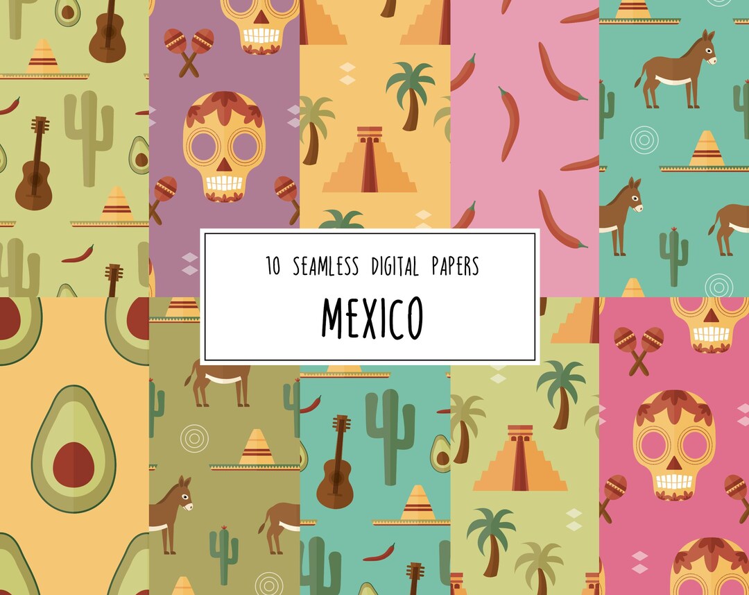 10 Mexico Digital Papers, Seamless Pattern, Background, Scrapbook Paper ...