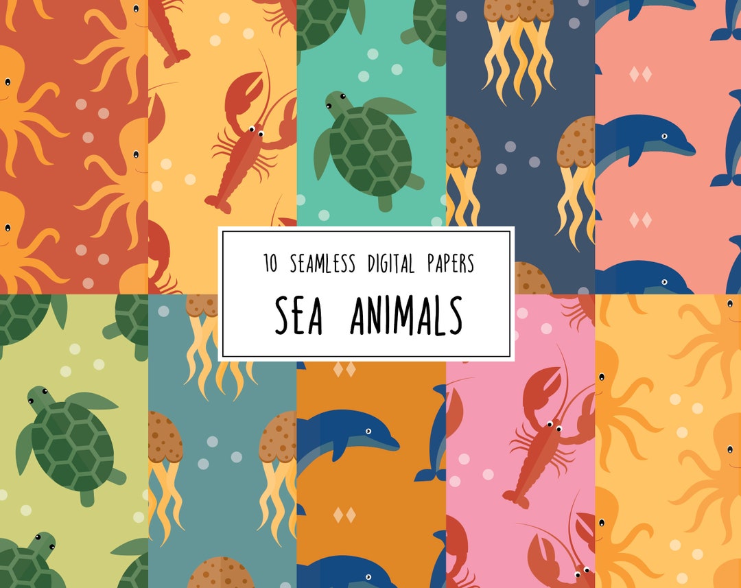 Sea Animals Digital Paper: Seamless Ocean Pattern (12x12") - Etsy
