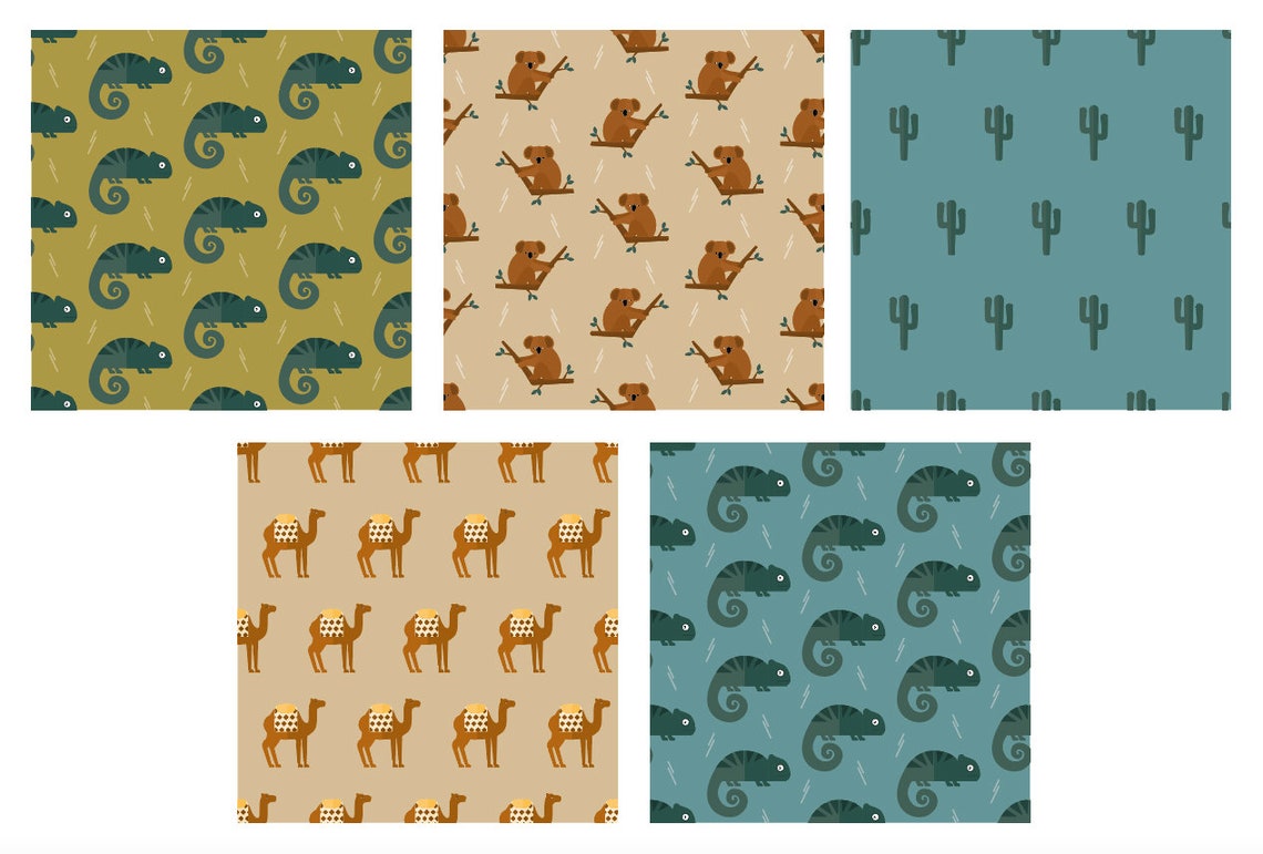 10 Outback Animals Digital Papers, Seamless Pattern, Background ...