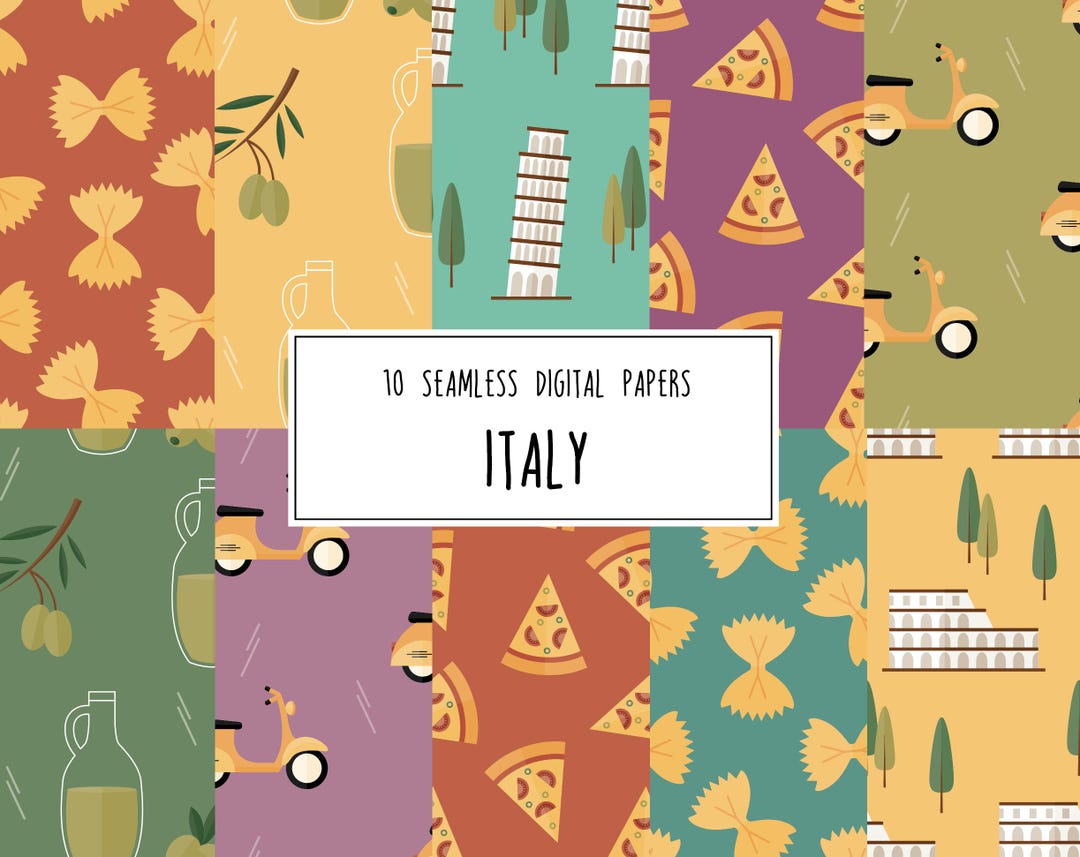 10 Italy Digital Papers, Seamless Pattern, Background, Scrapbook Paper ...