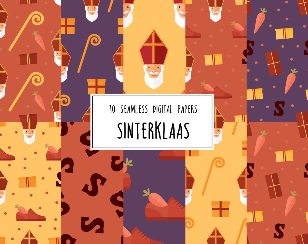 10 Sinterklaas Digital Papers, Seamless Pattern, Background, Scrapbook ...