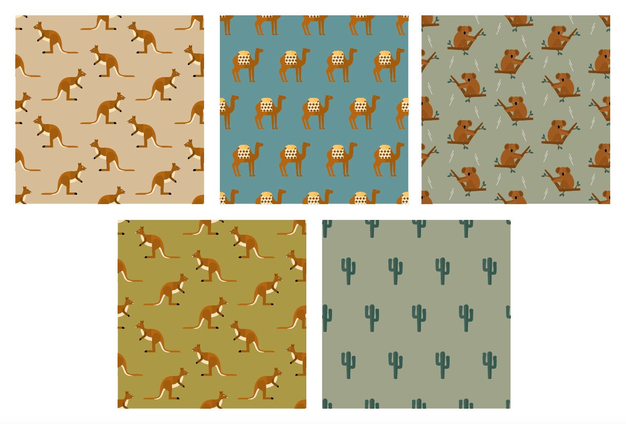 10 Outback Animals Digital Papers, Seamless Pattern, Background ...