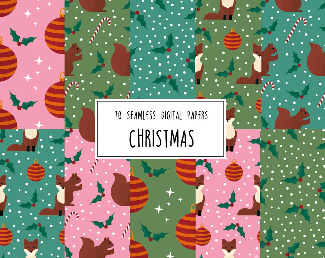 10 Christmas Digital Papers, Seamless Pattern, Background, Scrapbook ...