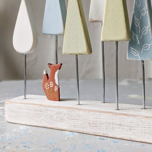Flower Fox in Wooden Trees Decoration, Daisy Fox, Handmade Nature ...