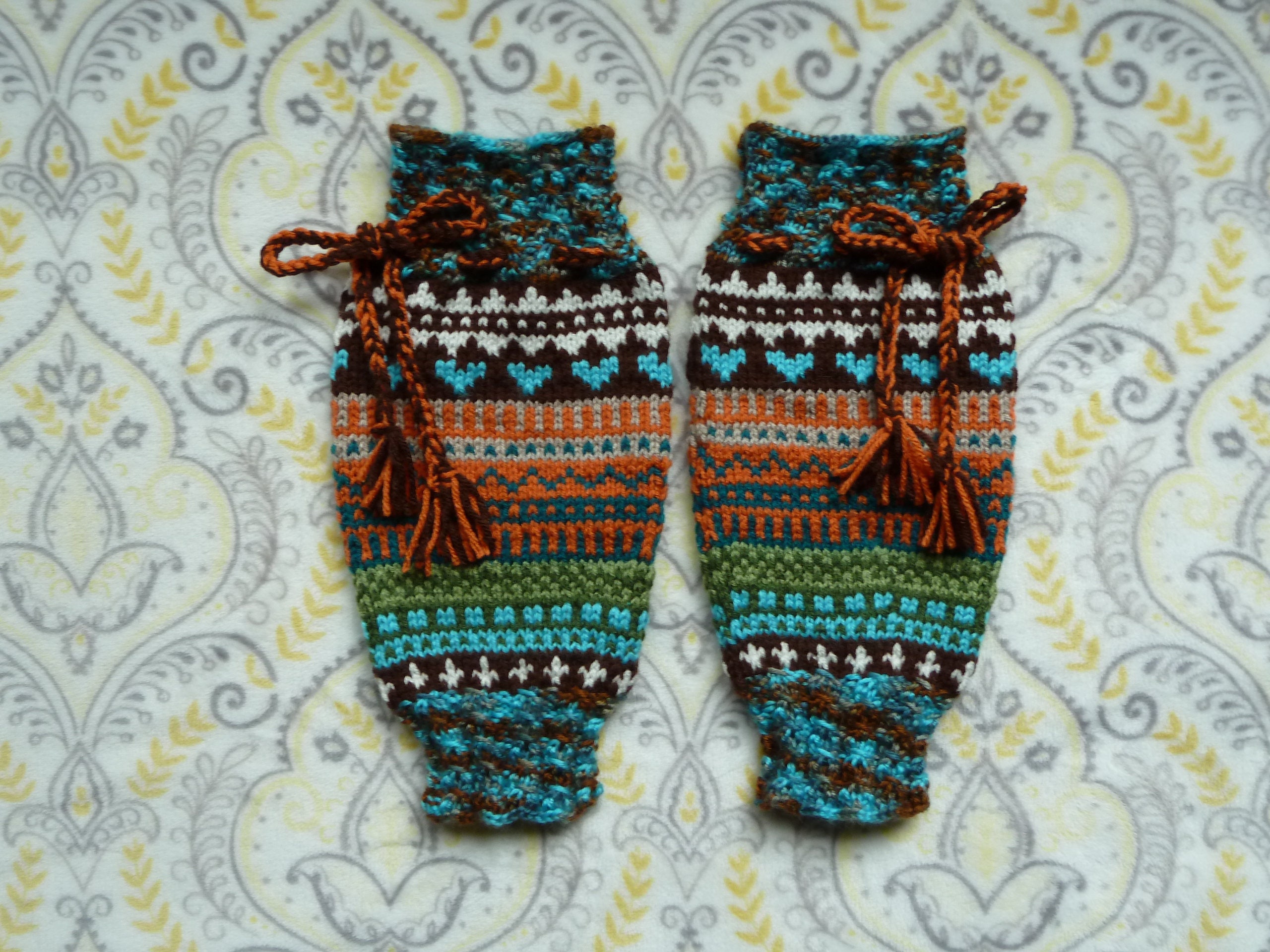 Handknit leg warmers women,handmade multicolor leggings with tassels ...