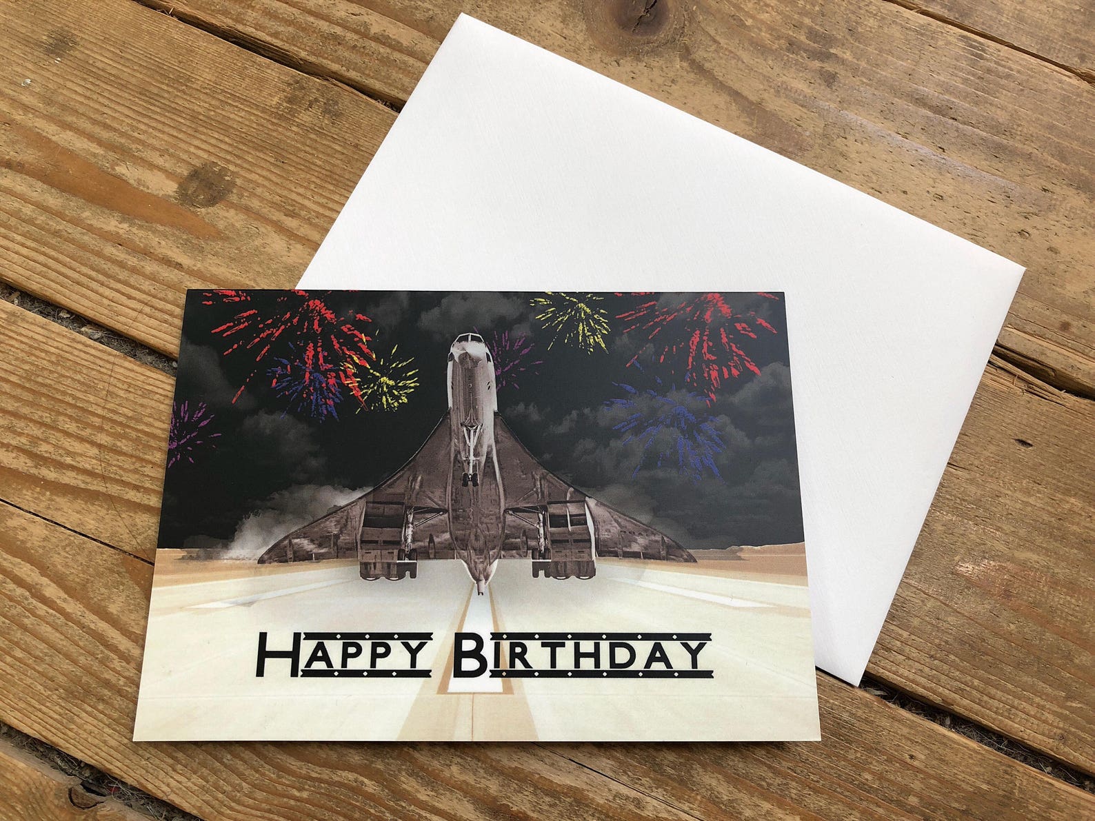 Birthday Card "happy Birthday" -concorde Fireworks Night | A6 Card With ...