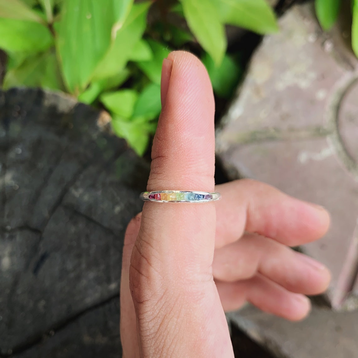 Hidden Gems Ring Raw Gems Silver Ring Anniversary Ring - Etsy