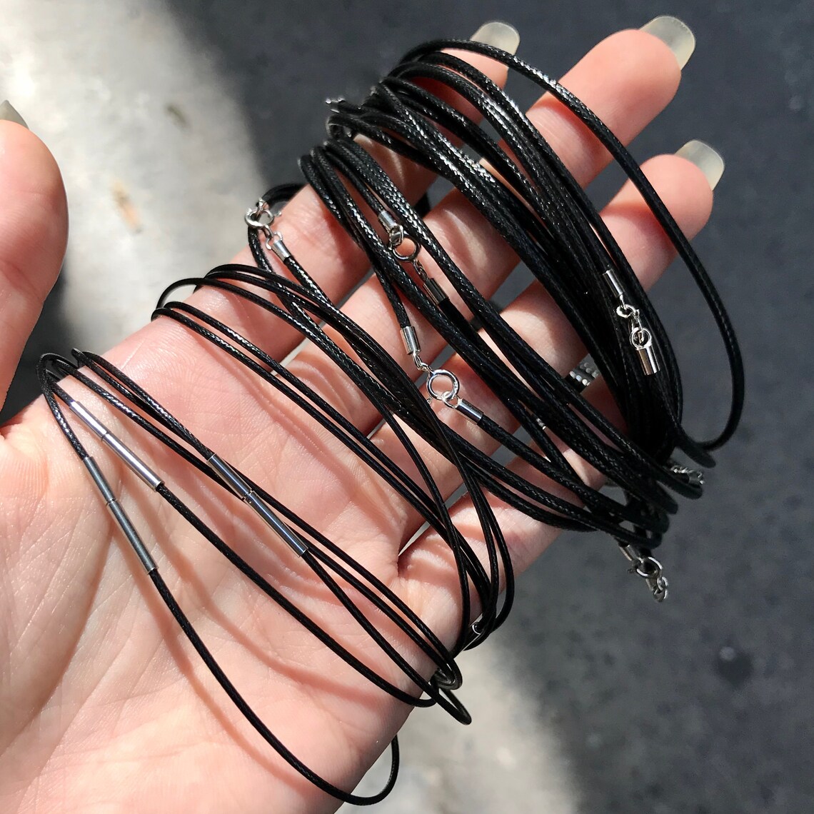 Man-made Leather Necklace Black String Necklace Minimalist | Etsy