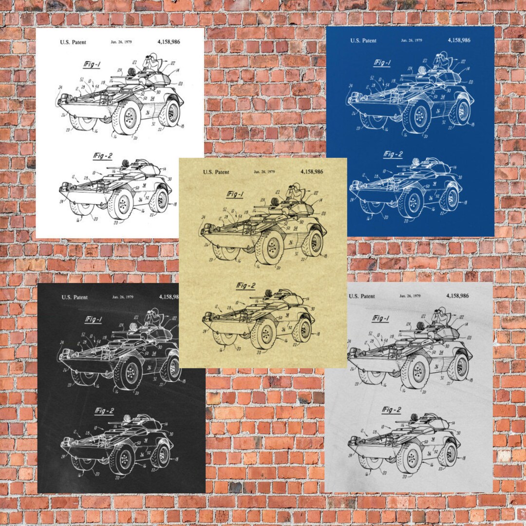 Armored Car Tank Military Vehicle Original Patent Print Blueprint ...