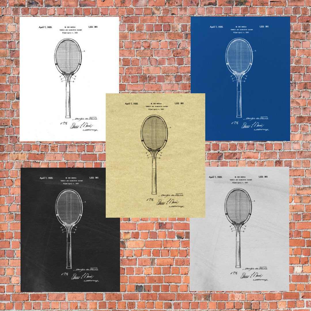 Tennis & Badminton Racket 1925 Original Patent Print Blueprint Drawing ...