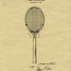 Tennis & Badminton Racket 1925 Original Patent Print Blueprint Drawing ...
