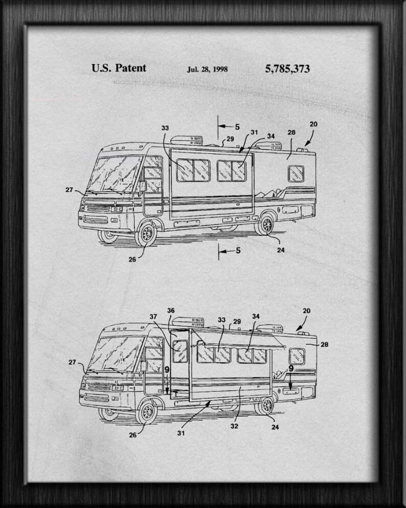 Motorhome Campervan RV Winnebago Original Patent Print Blueprint ...