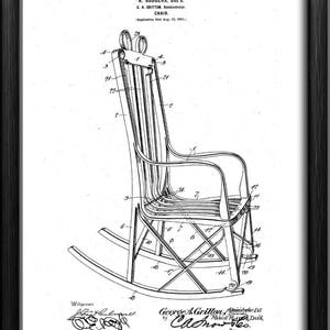 Rocking Chair 1902 Original Patent Print Blueprint Drawing 1900s ...