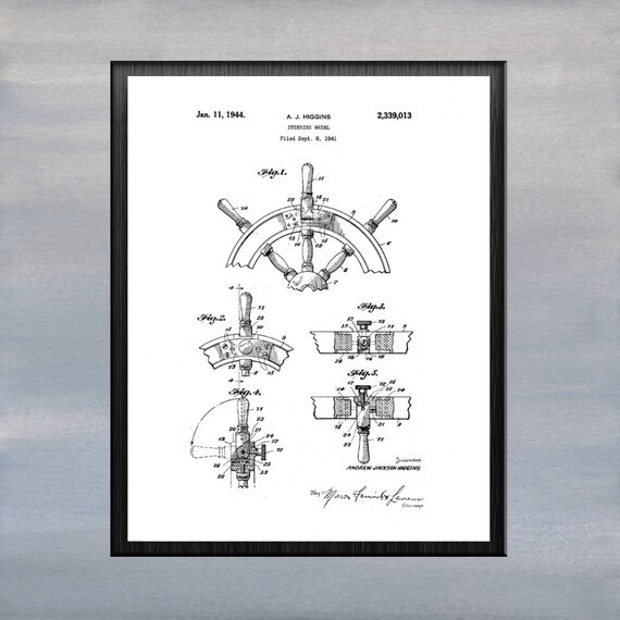 Ships Wheel Original Patent Print Blueprint Drawing Vintage | Etsy