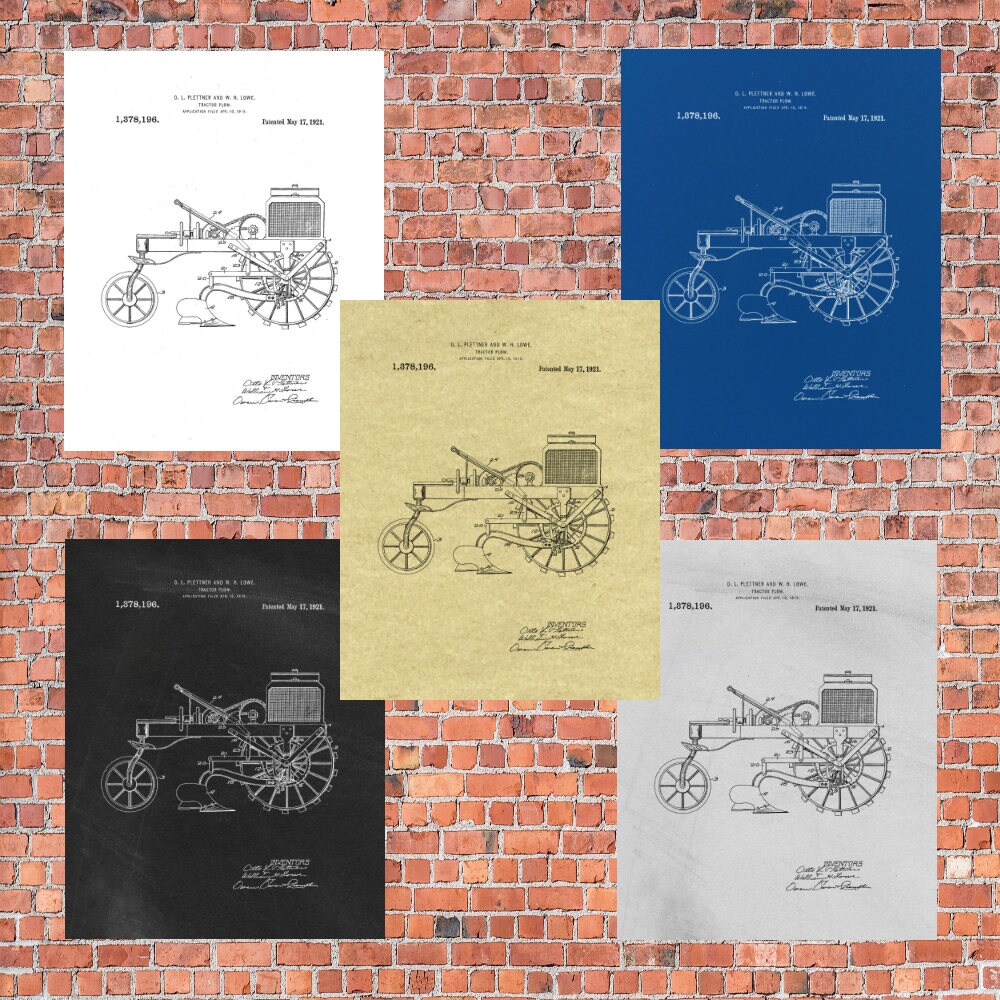 Tractor Plow Plough 1921 Original Patent Print Blueprint Drawing 1900s ...