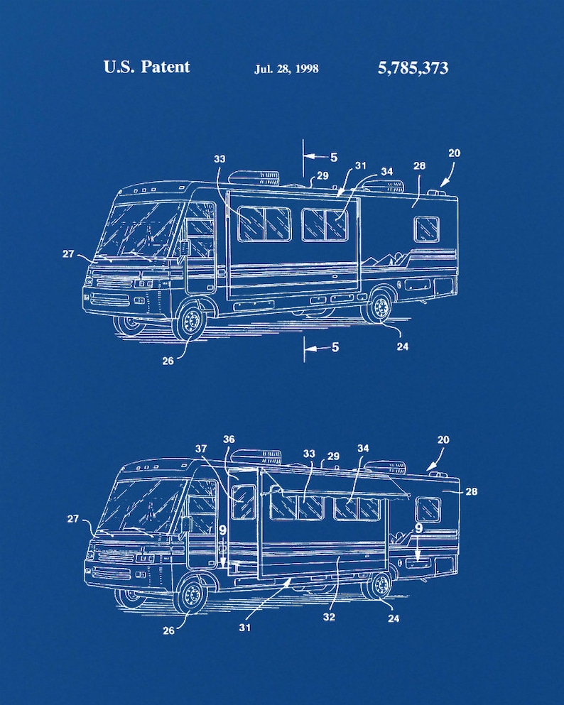 Motorhome Campervan RV Winnebago Original Patent Print Blueprint ...