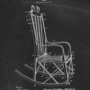 Rocking Chair 1902 Original Patent Print Blueprint Drawing 1900s ...
